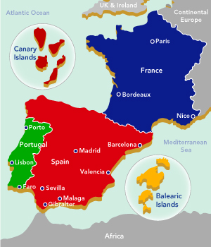 Spain France Portugal Map - Map Of southern France and northern Spain ...